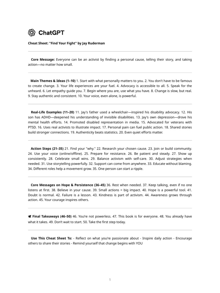 Find Your Fight: Activism Cheat Sheet | PDF