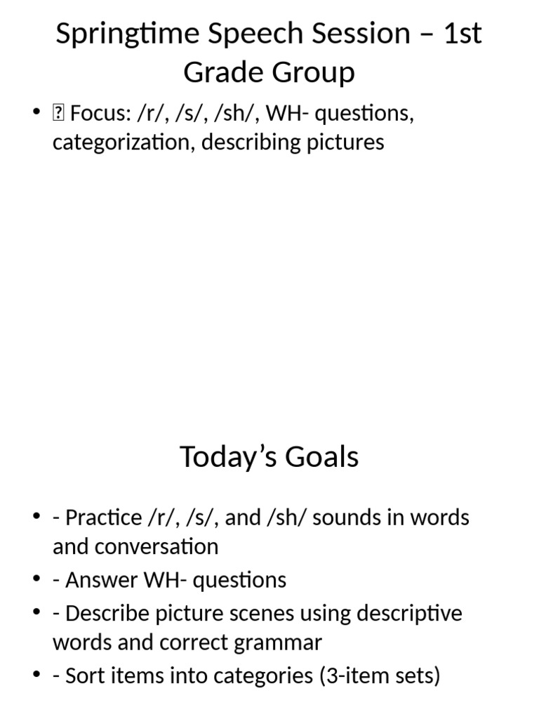 Spring Speech Activities for 1st Graders | PDF