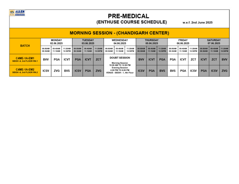 EM1, EM2-TIME-TABLE W.E.F. 2nd June 2025 | PDF