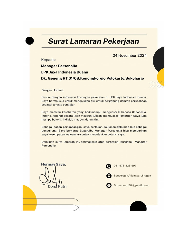Surat Lamaran | PDF