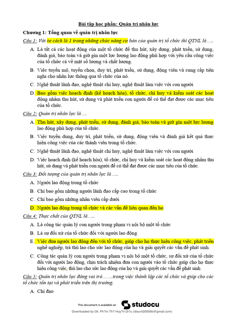 Chương 1 QTNL | PDF