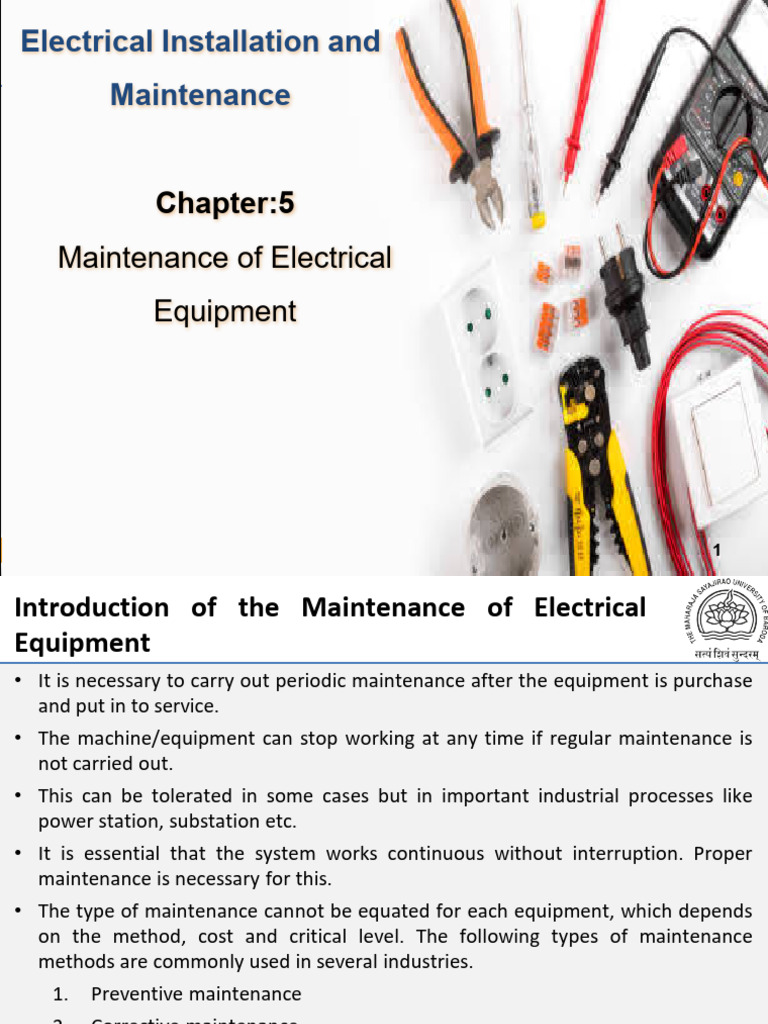 Electrical Equipment Maintenance Guide | PDF | Electric Motor | Transformer