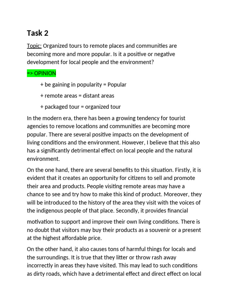 Task 2 - Opinion Essay | PDF