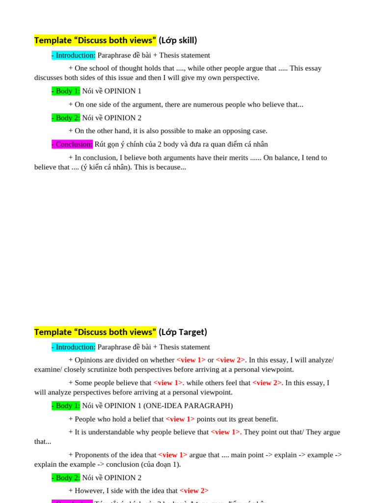 Discuss Both Views Essay Template | PDF