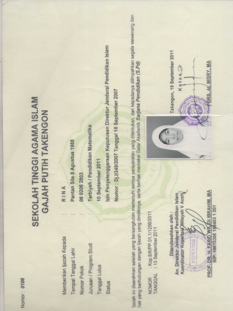 Ijazah Rina 2058 | PDF