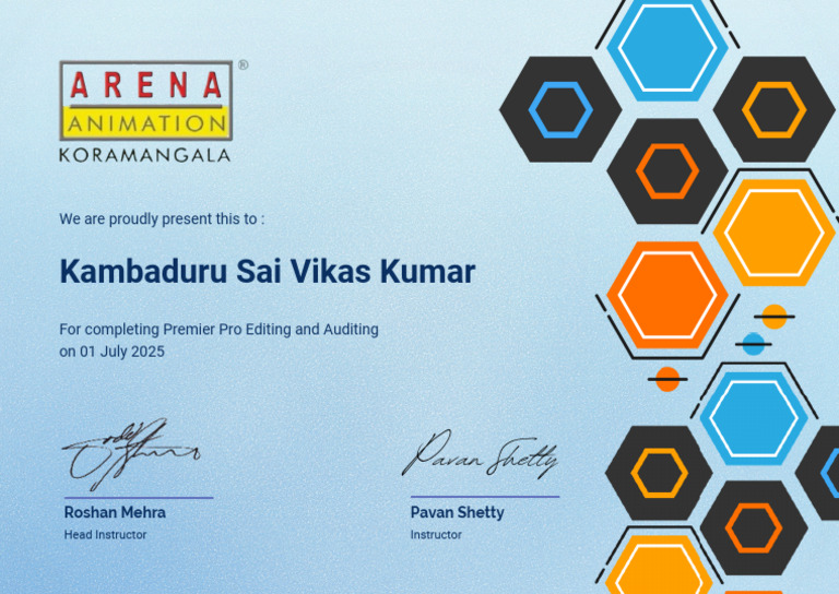 Arena Animation Certificate - Kambaduru | PDF