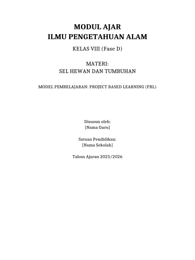 Cover Modul Ajar IPA Kelas VIII | PDF