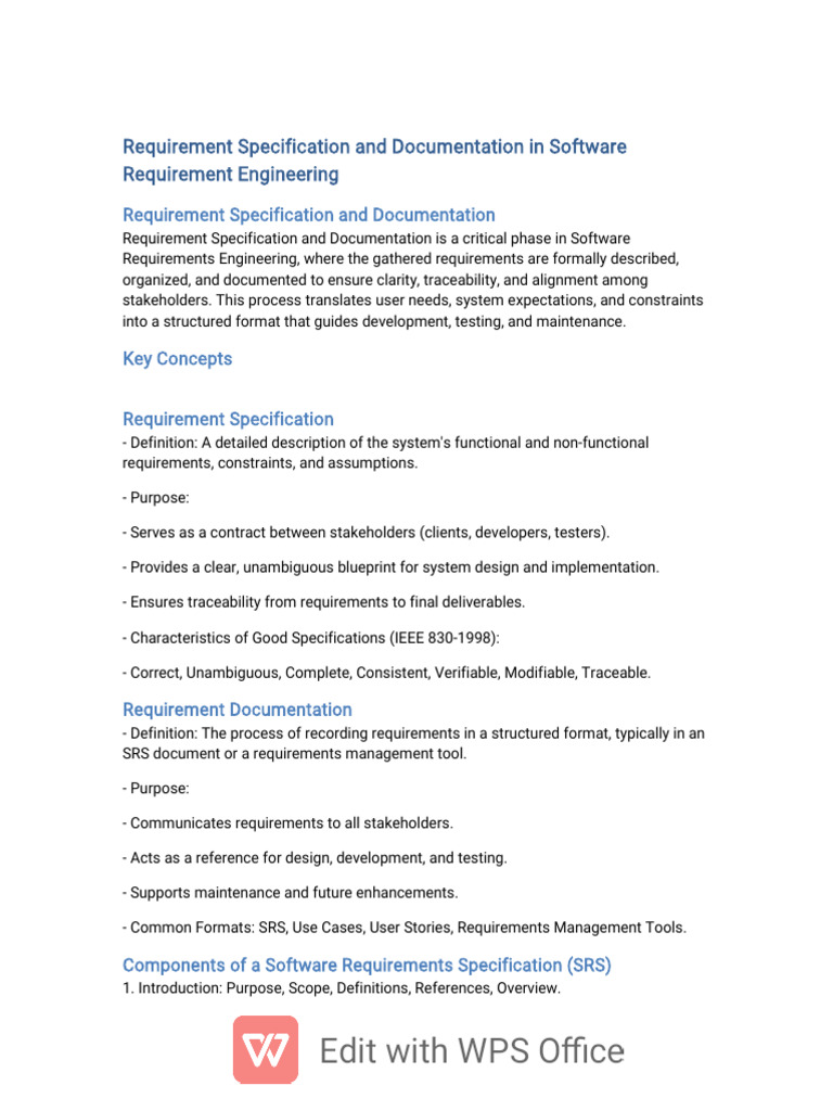 Requirement Specification and Documentation | PDF | Software Testing ...