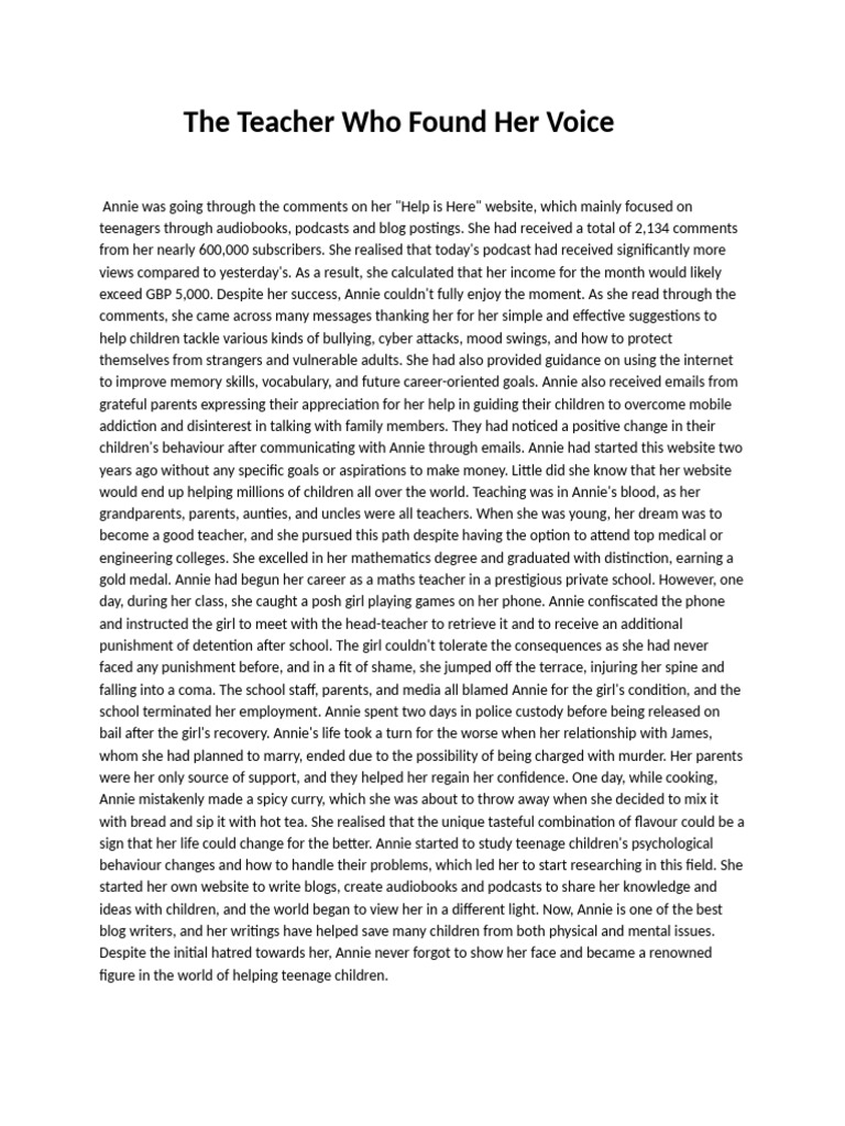 The Teacher Who Found Her Voice | PDF | Teachers | Social Psychology