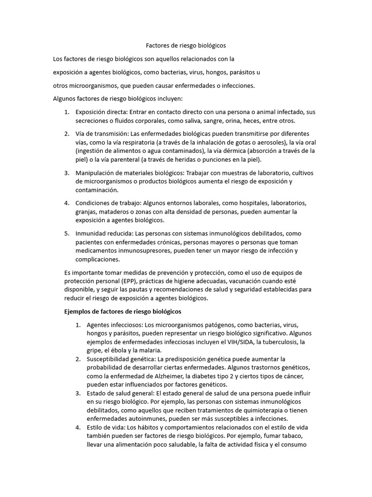 Factores de Riesgo Biológicos | PDF | Infección | Cáncer