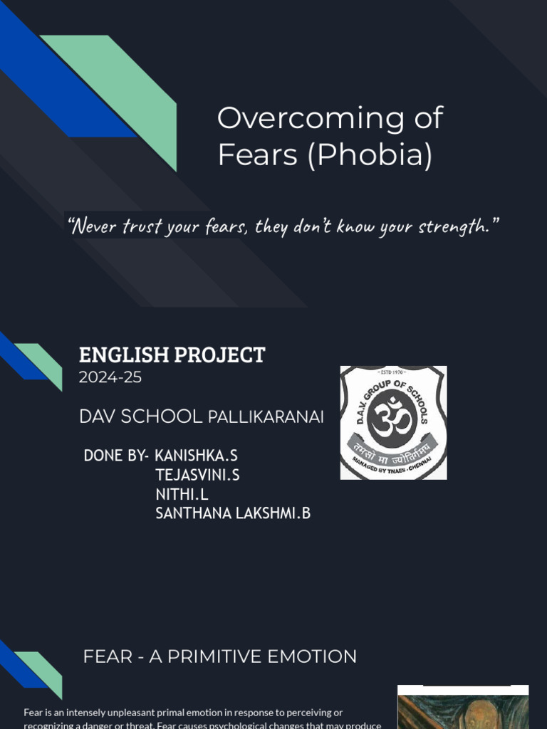 English Project-Overcoming of Fears | PDF | Fear | Phobia
