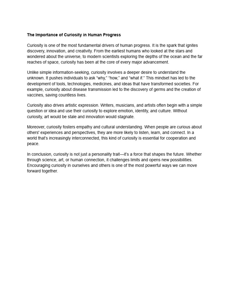 The Importance of Curiosity in Human Progress | PDF