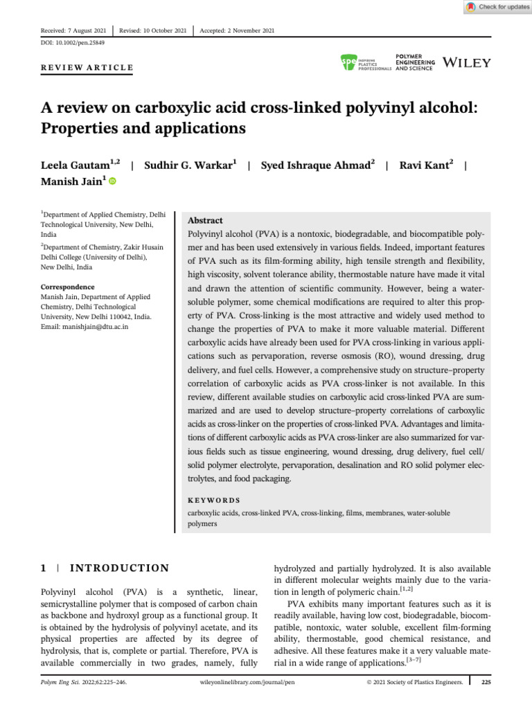 Polymer Engineering Sci - 2021 - Gautam - A Review On Carboxylic Acid ...
