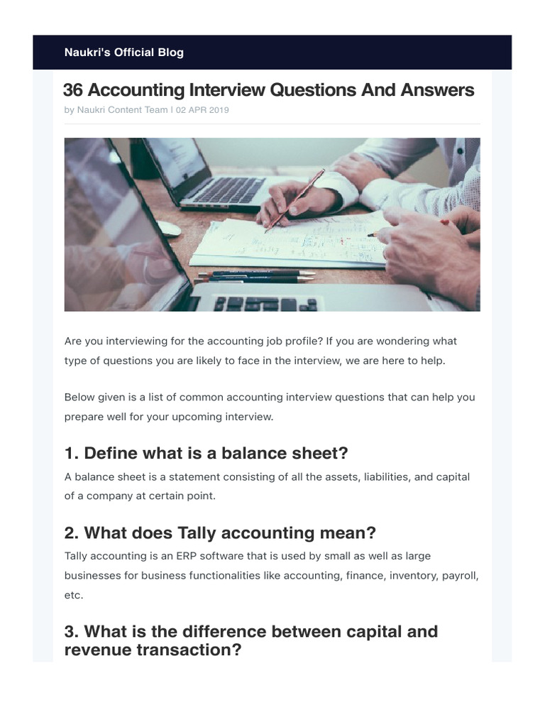 Accounting Interview Q&A Guide | PDF | Debits And Credits | Balance Sheet