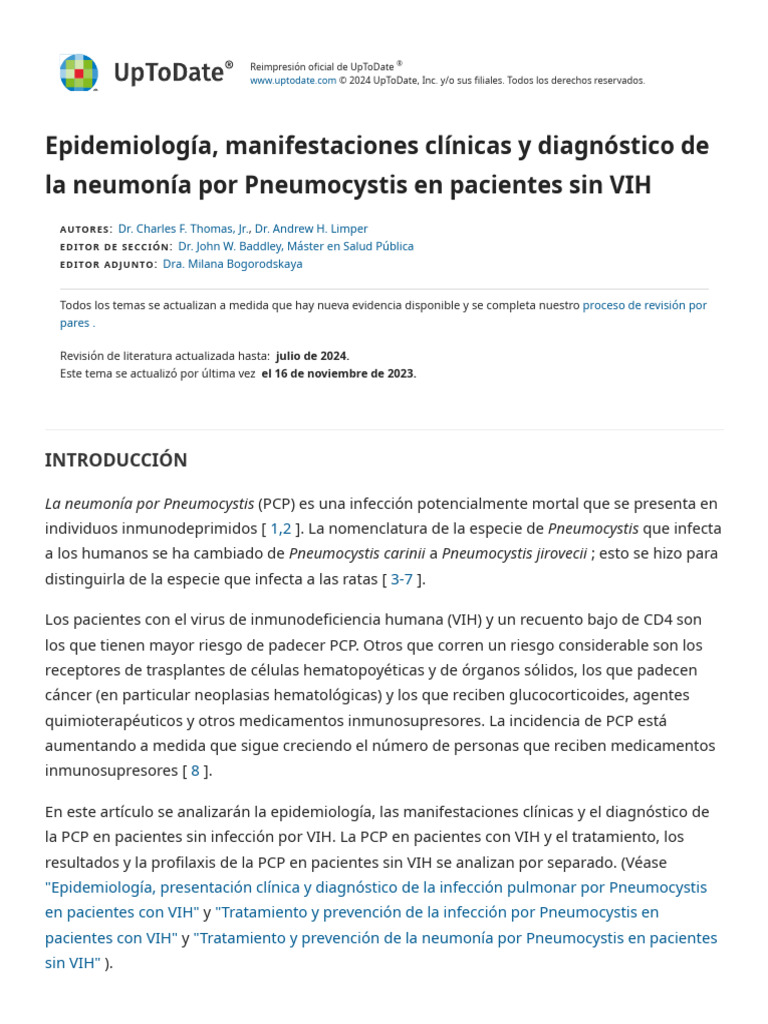 Epidemiology, Clinical Manifestations, and Diagnosis of Pneumocystis Pneumonia in Patients ...