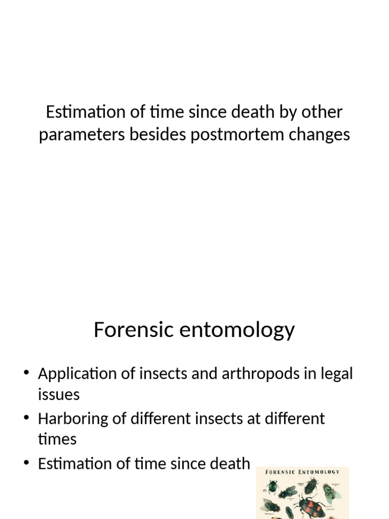Estimation of Time Since Death by Other Parameters Than Postmortem ...