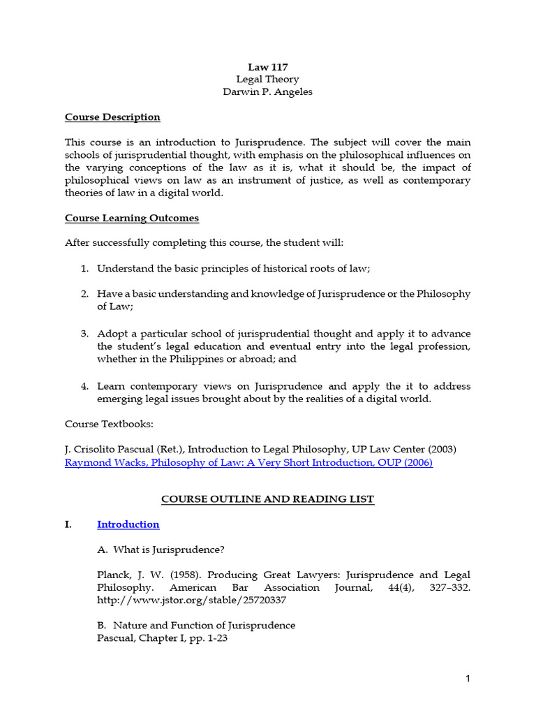 Introduction to Jurisprudence Course | PDF | Jurisprudence | Natural Law