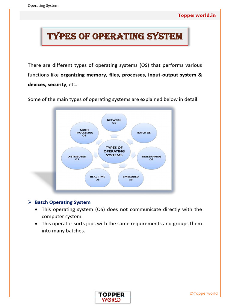 Types of Operating System | PDF | Operating System | Software Engineering