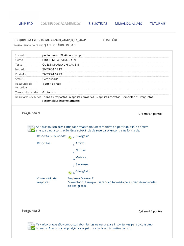 Questionário Unidade III | PDF