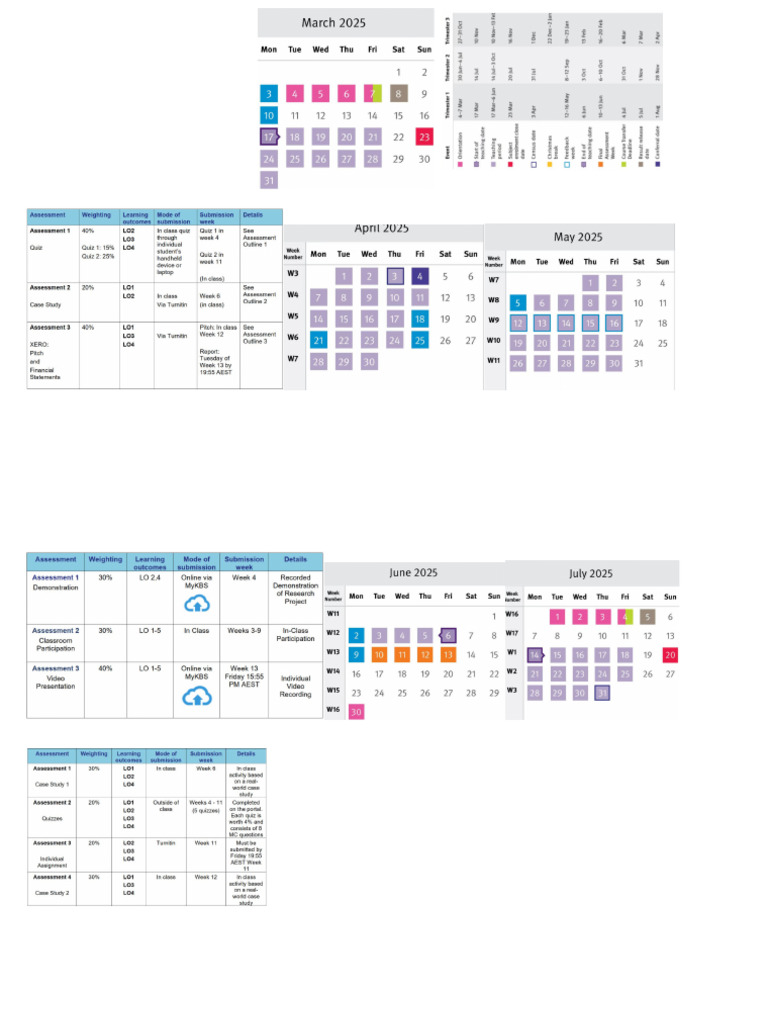 Sem1 Timetable - Horizontal | PDF
