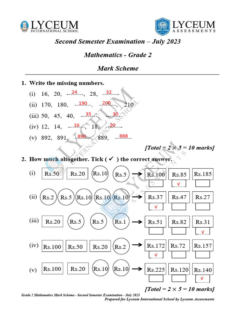 Grade 2 Mathematics Mark Scheme | PDF | Chess Theory | Chess