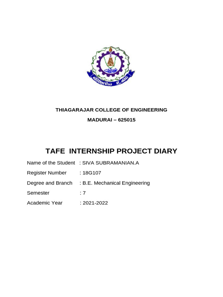 Internship Diary Sample | PDF | Clutch | Plough