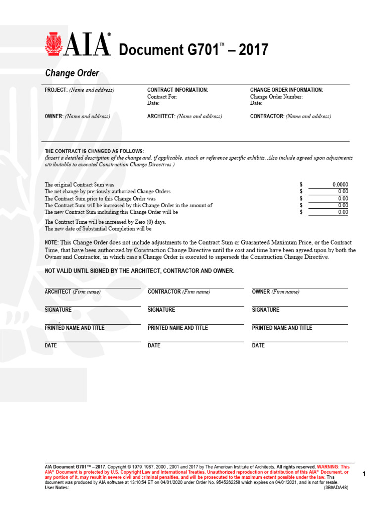 G701-2017 - Change Order 002 | PDF | Copyright