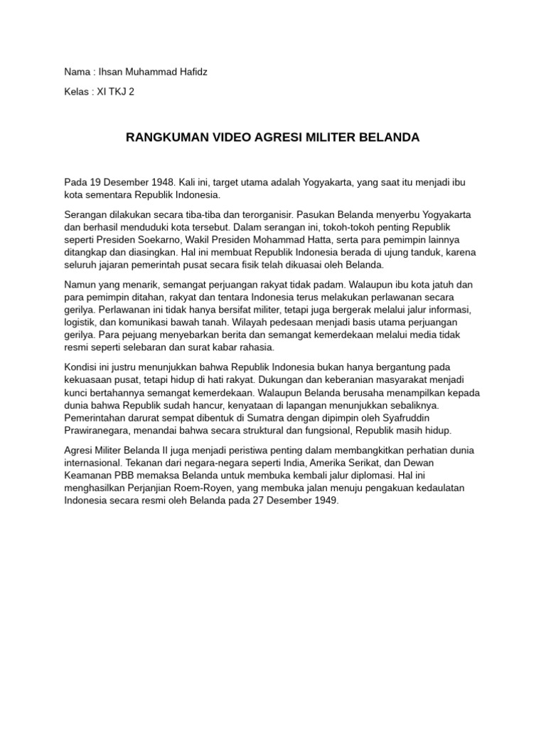 Agresi Militer Belanda II dan Perlawanan RI | PDF