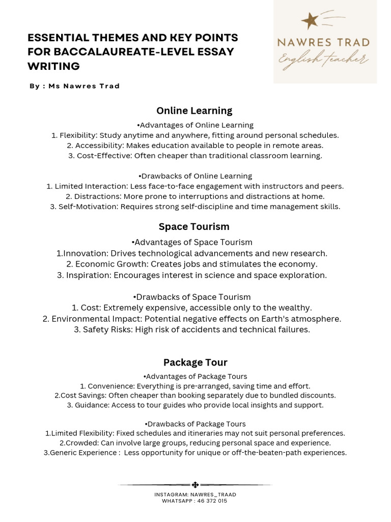 Essential Themes and Key Points For Baccalaureate-Level Essay Writing ...