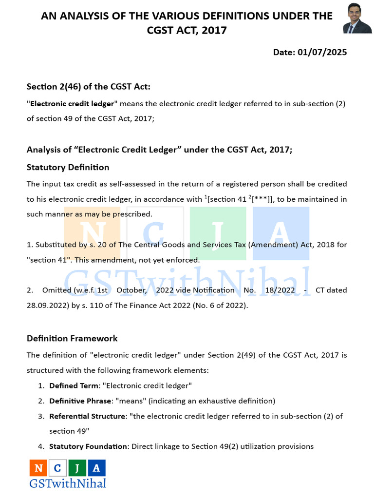 Understanding GST Electronic Credit Ledger | PDF | Payments ...