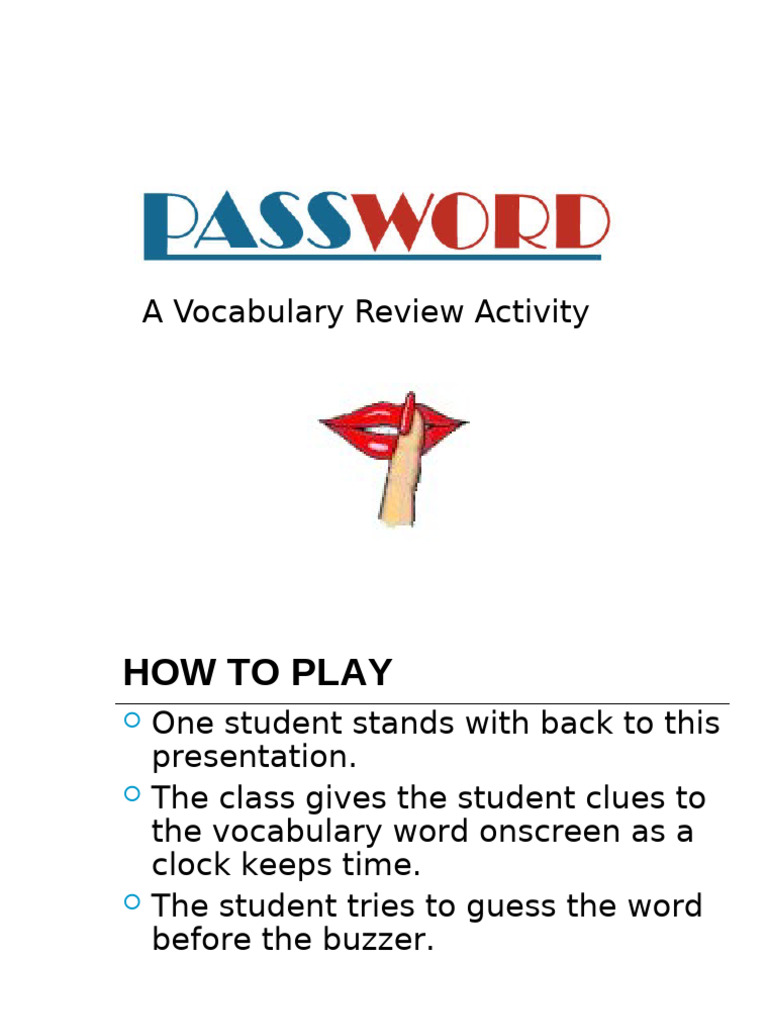 Vocabulary Review Game Instructions | PDF