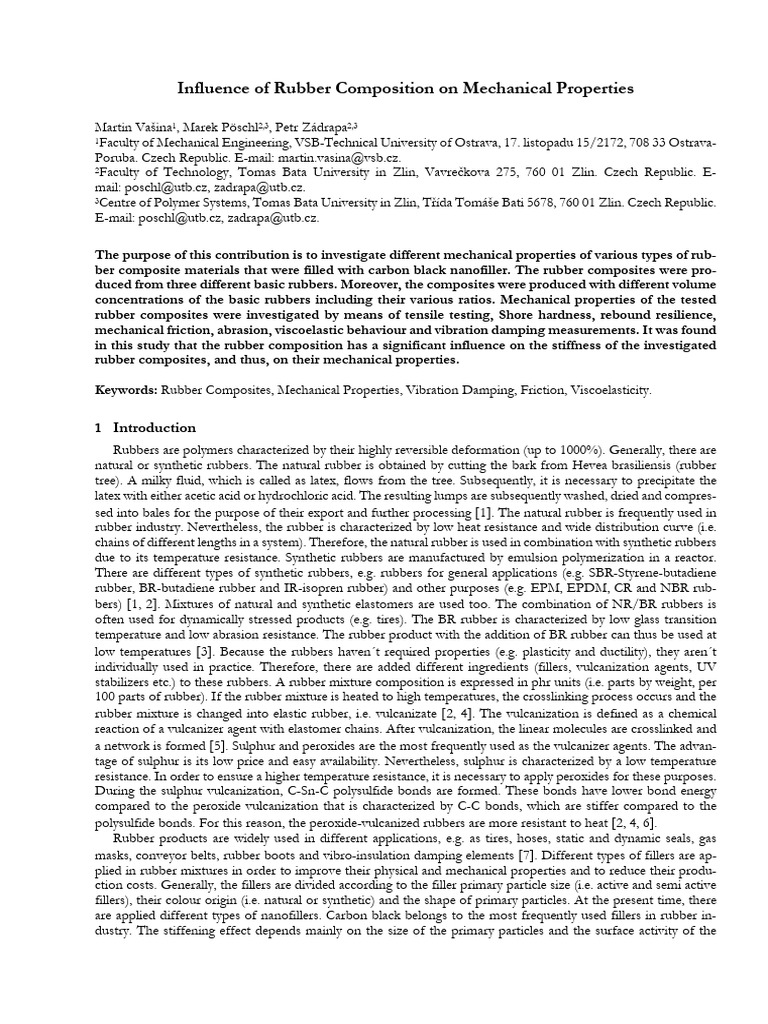 Rubber Composition Effects on Mechanics | PDF | Natural Rubber | Friction