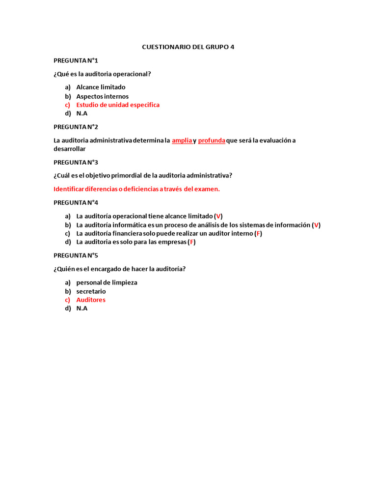 Cuestionario Del Grupo 4 | PDF