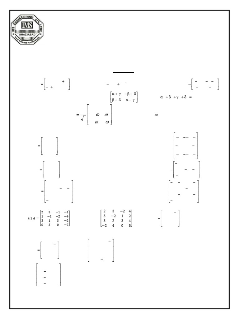 MRC of Engg. Maths-I (BAS103) | PDF | Matrix (Mathematics) | Linear Algebra