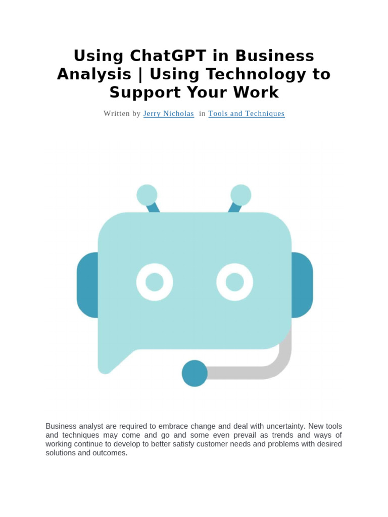 Using ChatGPT in Business Analysis | PDF | Business Analysis ...