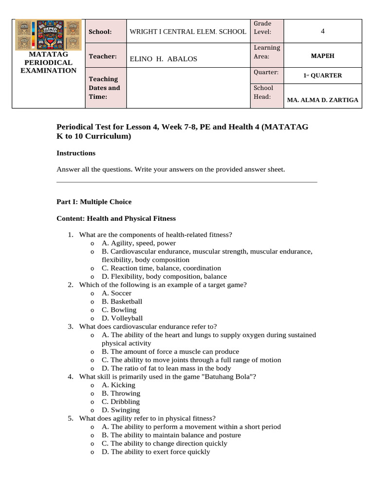 Pt-Week - Mapeh-Deped Corner Digitals | PDF | Physical Fitness ...
