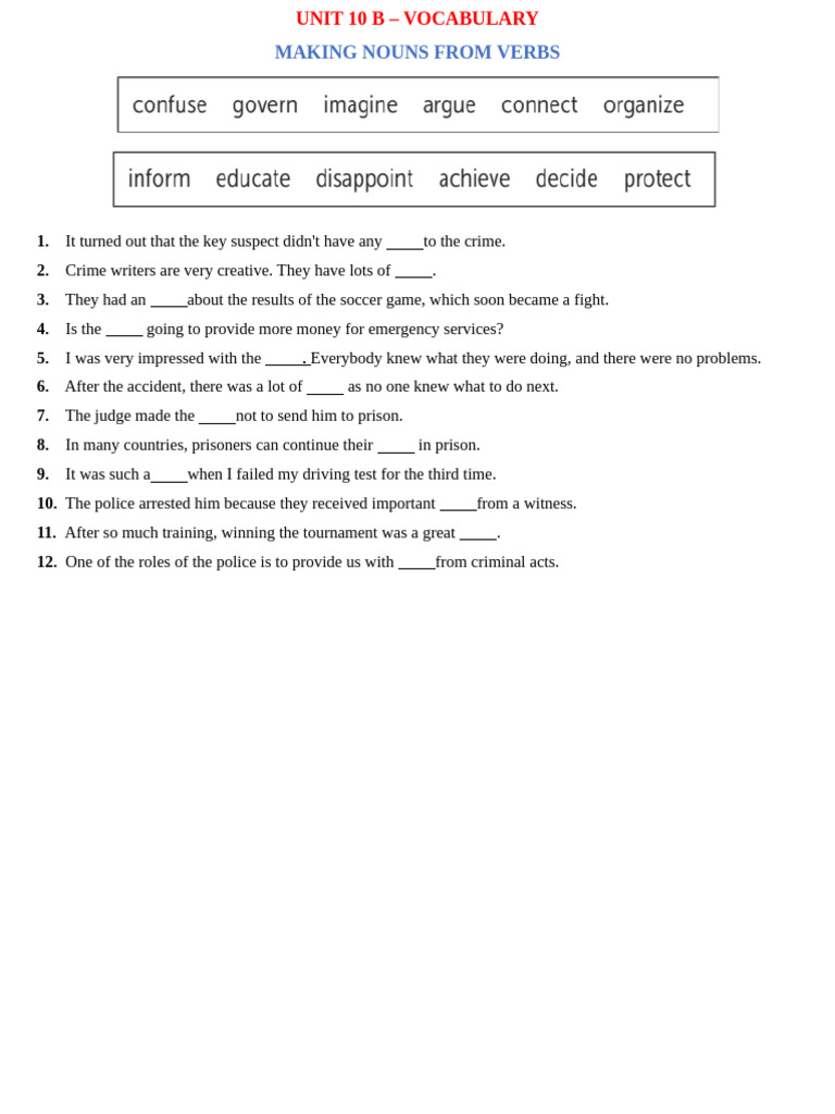 Unit 10b - Vocabulary | PDF