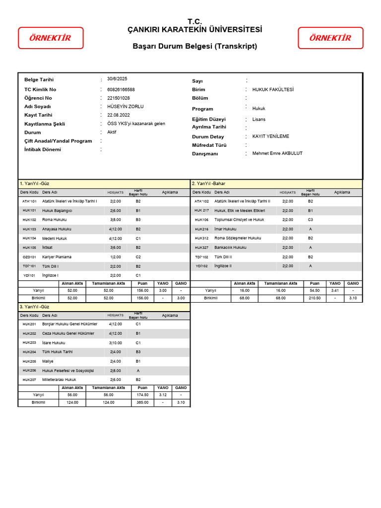 6 30 2025 5-04-00 PM Mezuniyet-Transkript | PDF