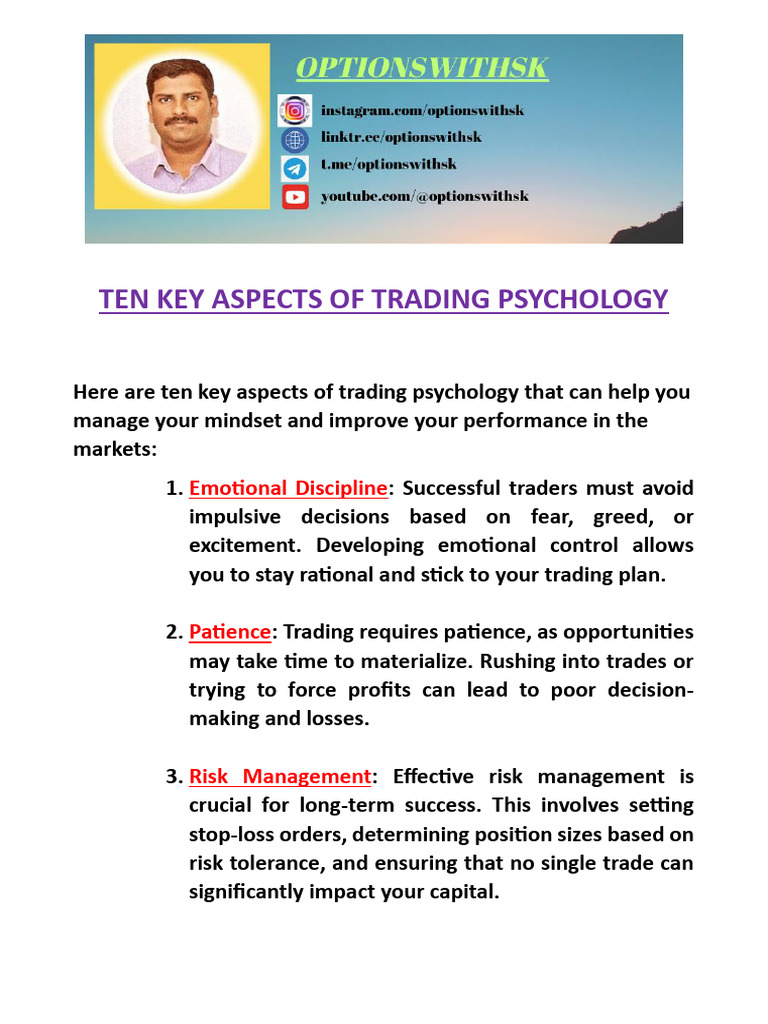 Key Aspects of Trading Psychology - English | PDF | Risk | Mindset