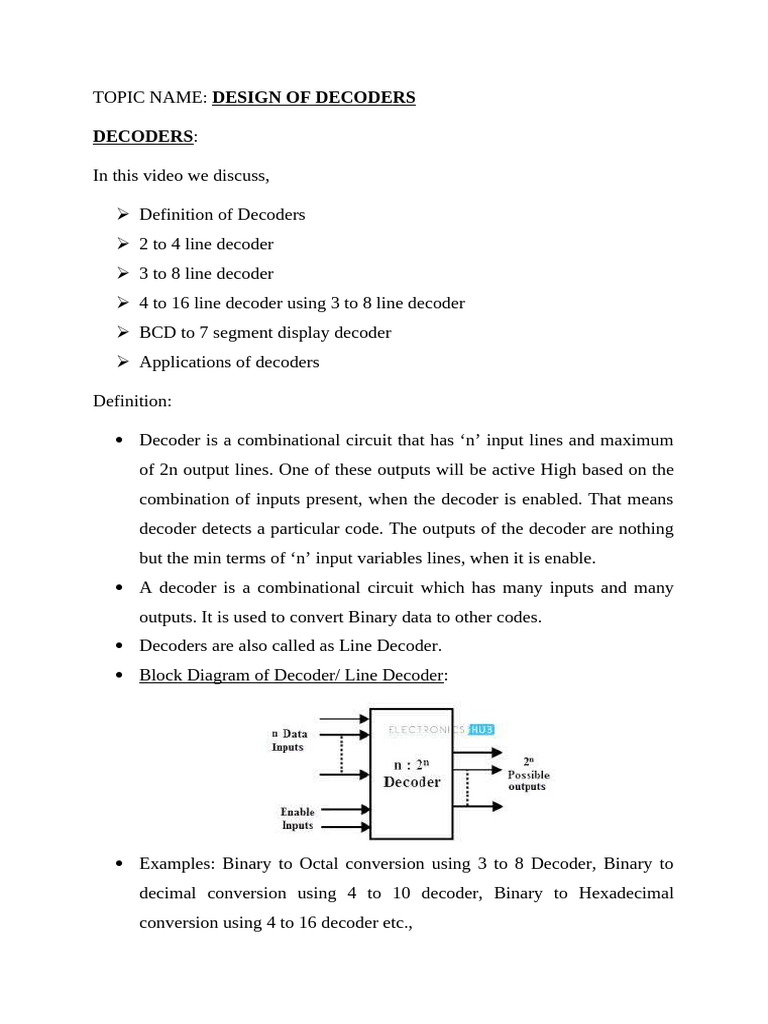 Decoders and BCD to 7 segment decoder | PDF | Logic Gate | Mathematical Logic
