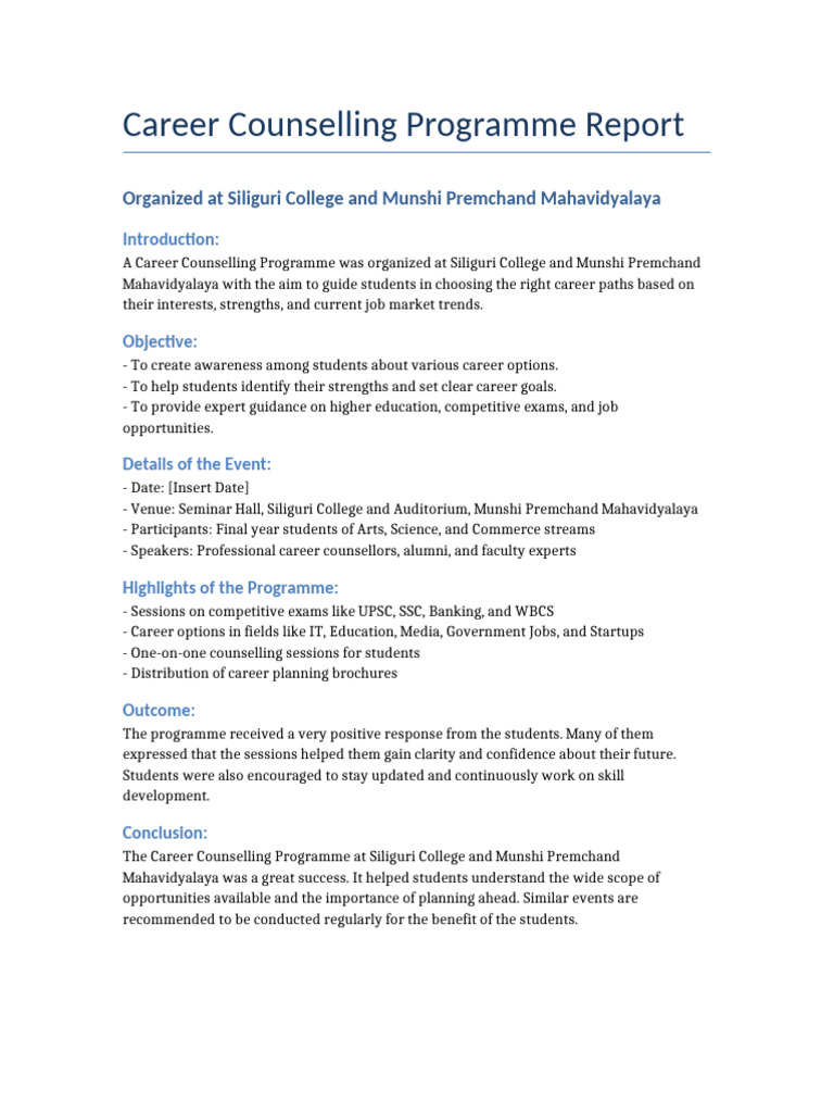 Career Counselling Report | PDF