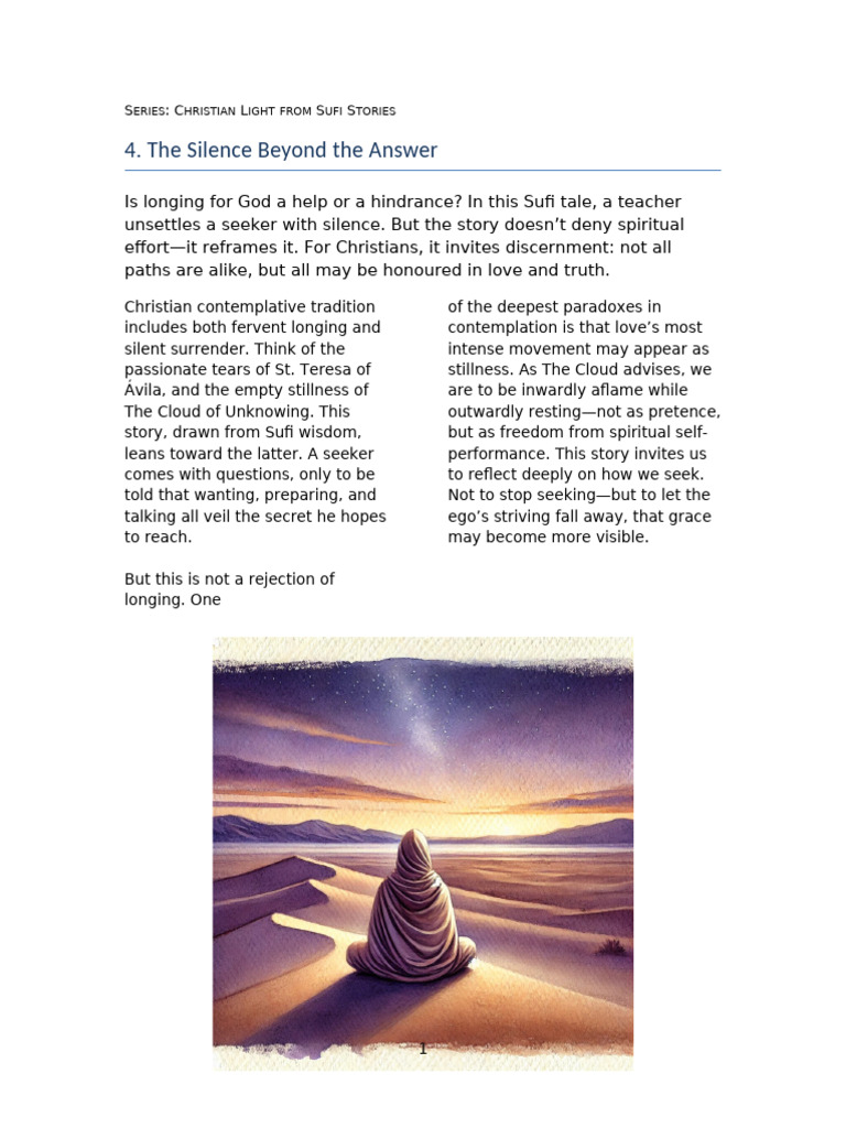 Christian Light From Sufi Stories - 4 - Silence - Beyond - Answer | PDF ...