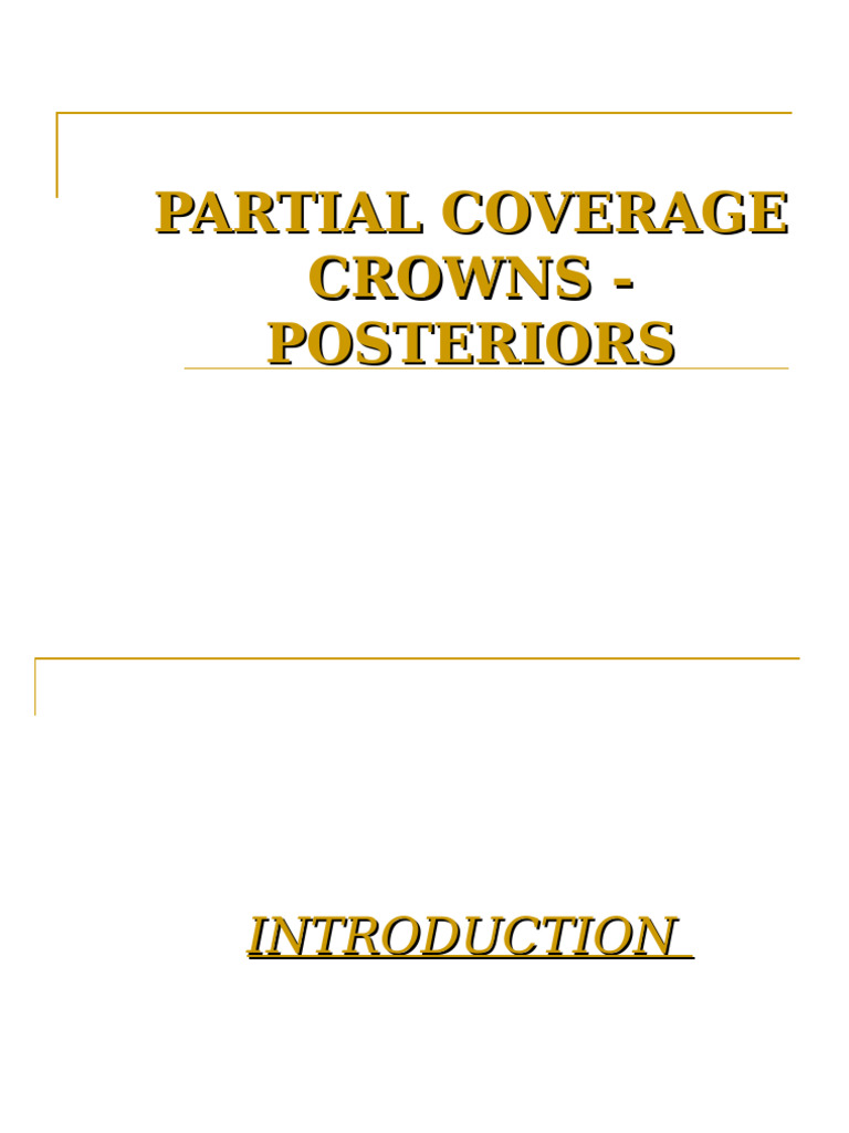 Partial Veneer Crown Overview | PDF | Tooth | Dental Anatomy
