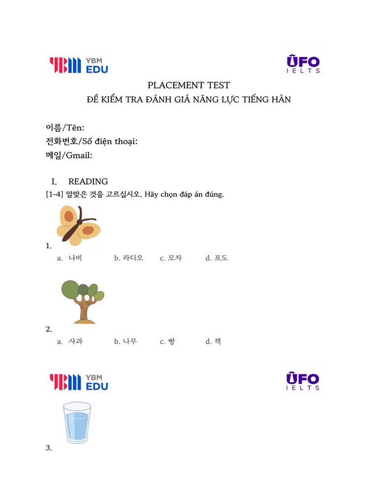 Level Test - Reading & Writing | PDF