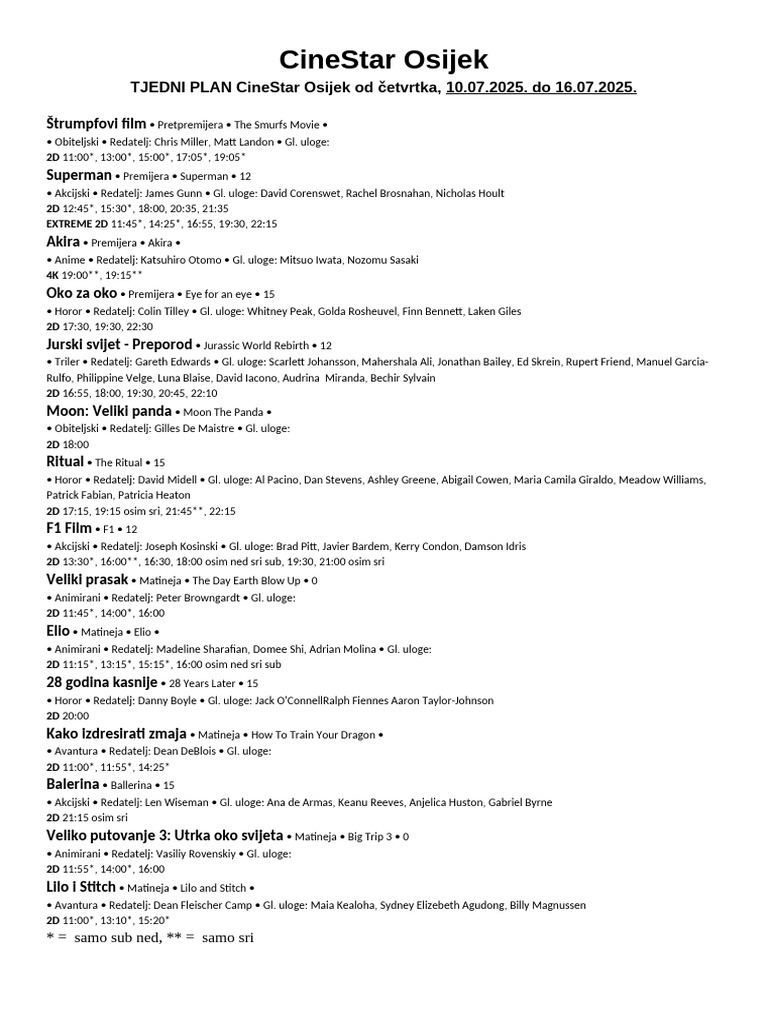 CineStar Osijek 10.07.2025 | PDF