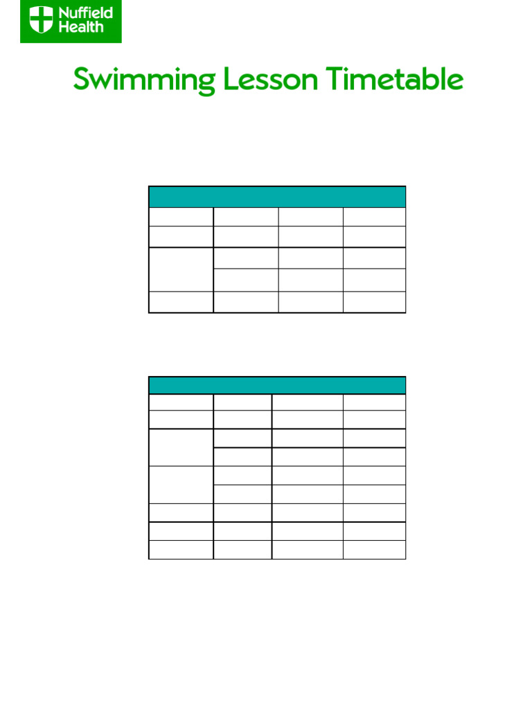 Chester Swimming Timetable | PDF | Swimming | Leisure Activities