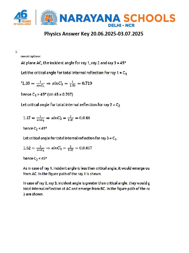 Physics Answer Key: Correctness Review | PDF | Coherence (Physics) | Waves