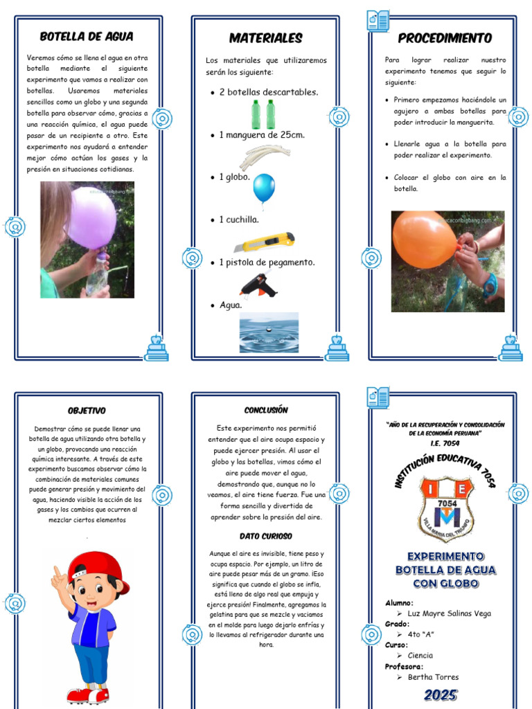 Triptico Botella de Agua | PDF | Agua | Gases