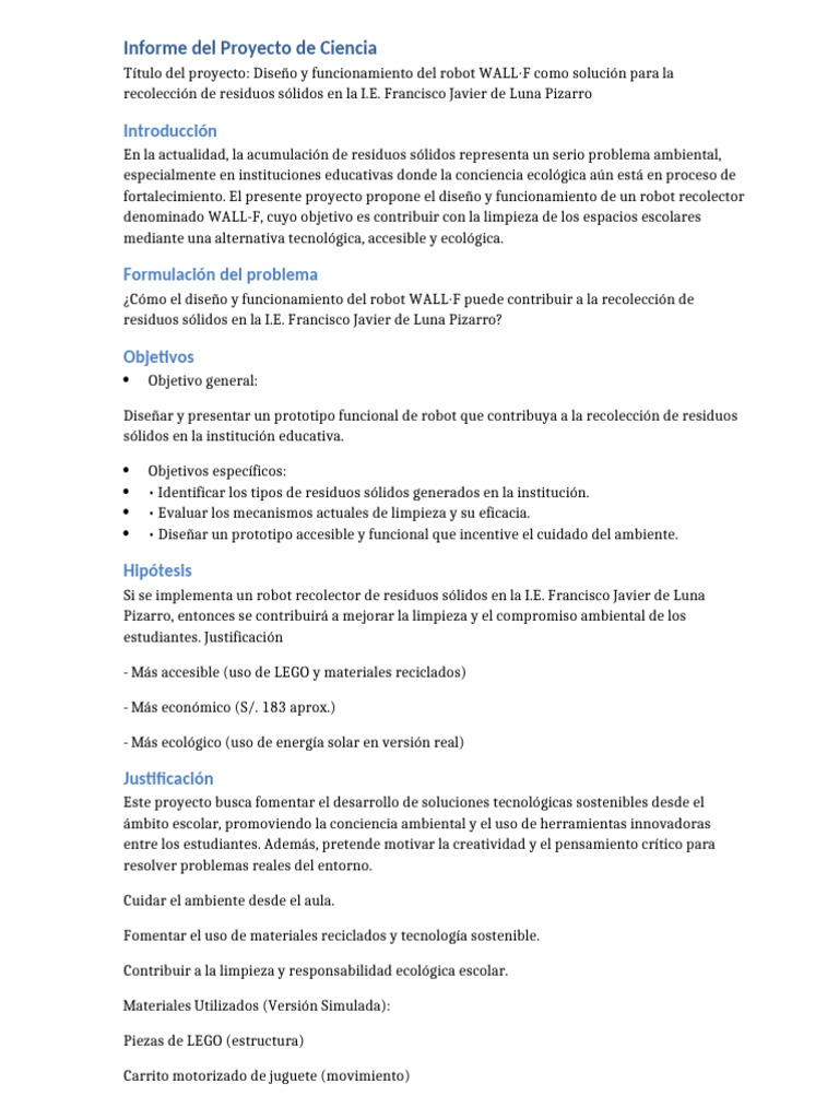 Informe WALLF COMPLETO Con Logo Adrian 2 | PDF | Residuos | Reciclaje