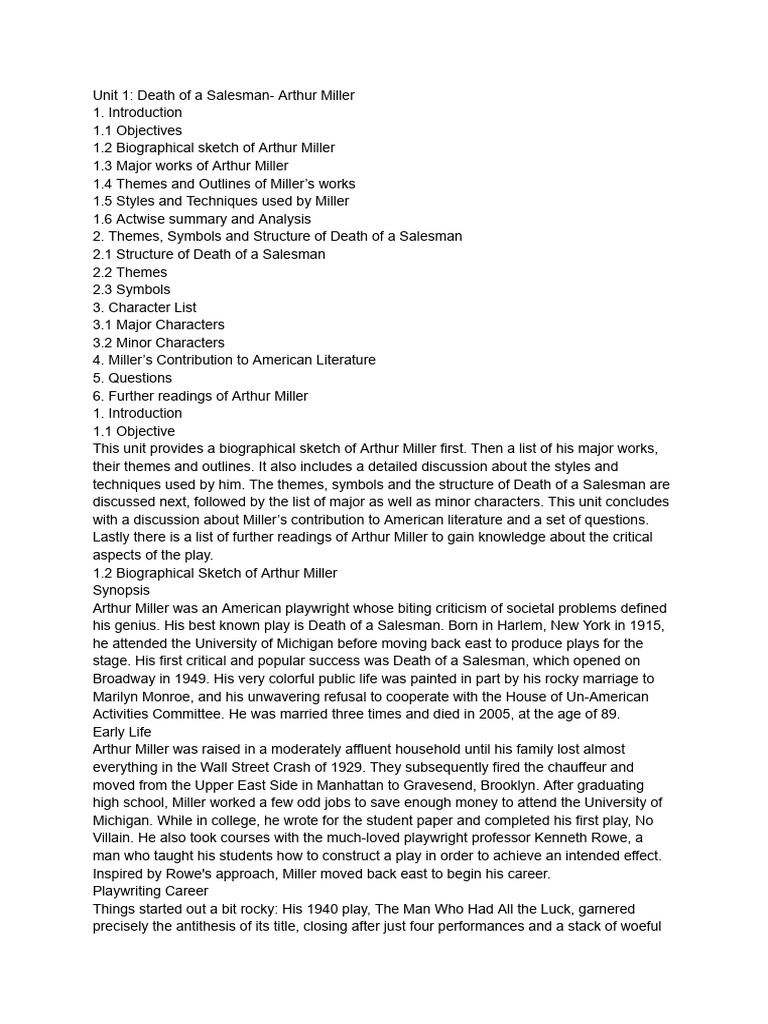 Death of A Salesman Material | PDF